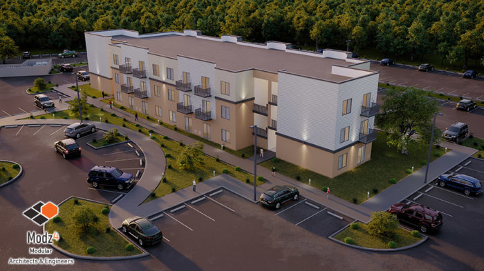 30 Unit Modular Walk-Up Apartment - Base4